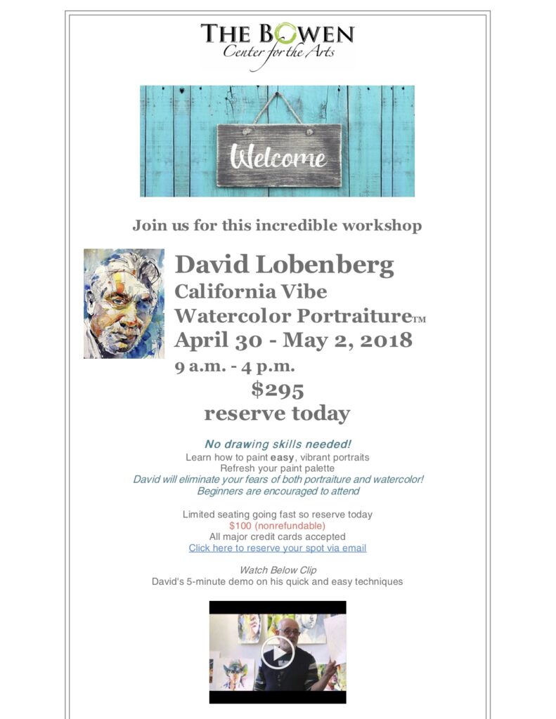 David Lobenberg Watercolor Workshop - Bowen Center for the Arts